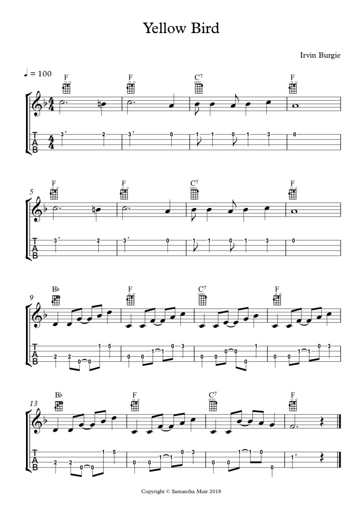 Yellow Bird Tutorial | I Love Classical Ukulele